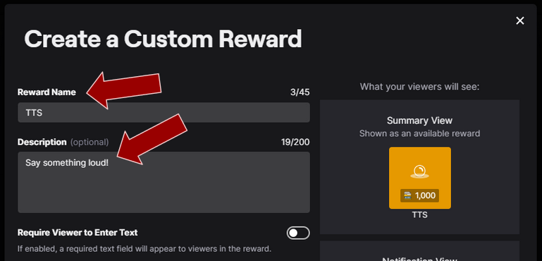 How to create a Twitch channel point reward for Text To Speech (TTS)